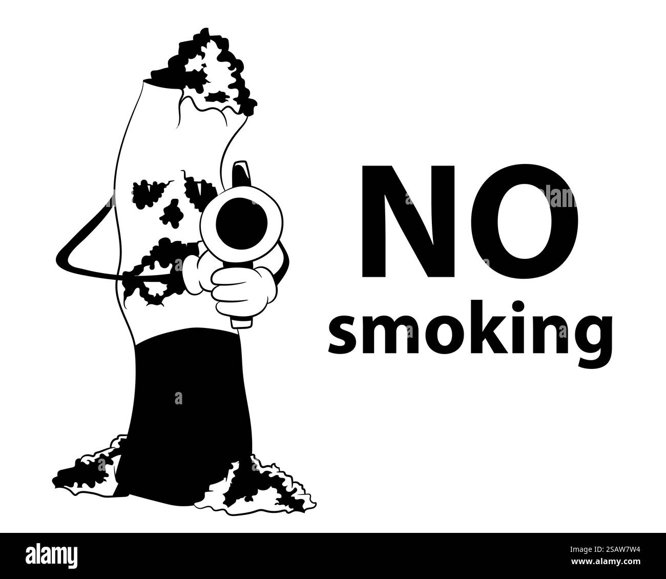No smoking area cigarette with gun black silhouette. Vector ...