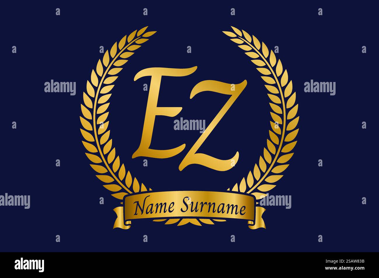 Initial letter E and Z, EZ monogram logo design with laurel wreath ...