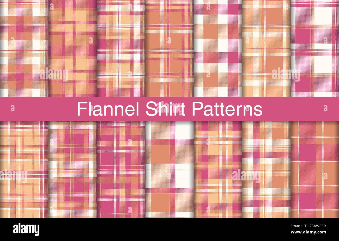 Flannel plaid collection, textile design, checkered fabric pattern for ...