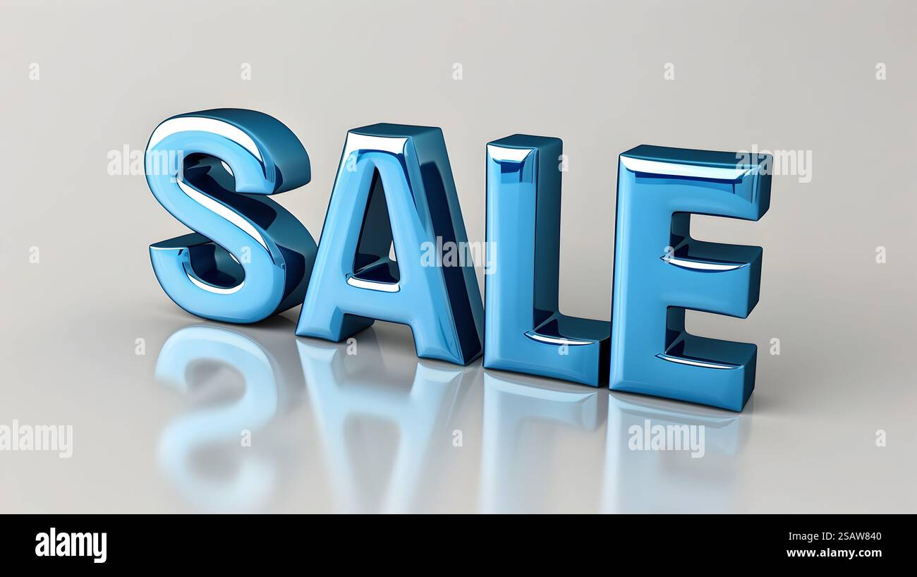 This image depicts the word SALE rendered in bold,three-dimensional ...