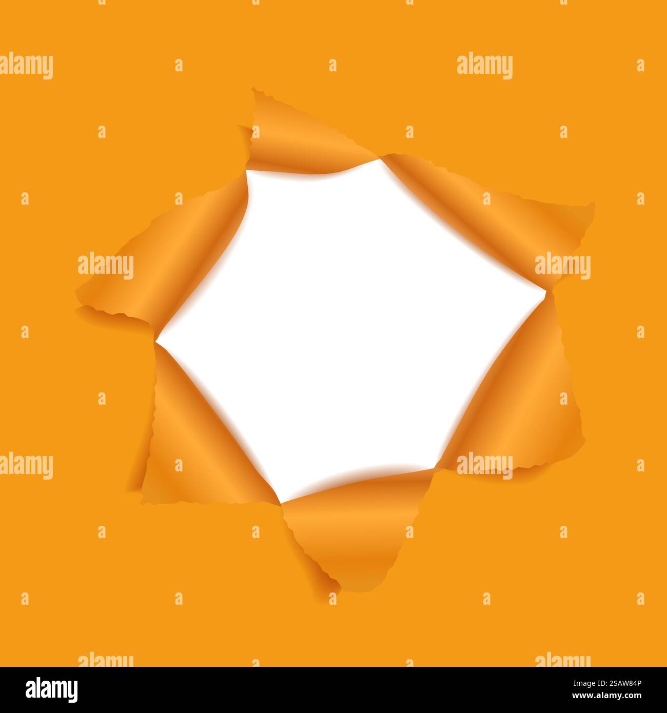 Hole in the paper orange color. Template for gift card. Vector ...