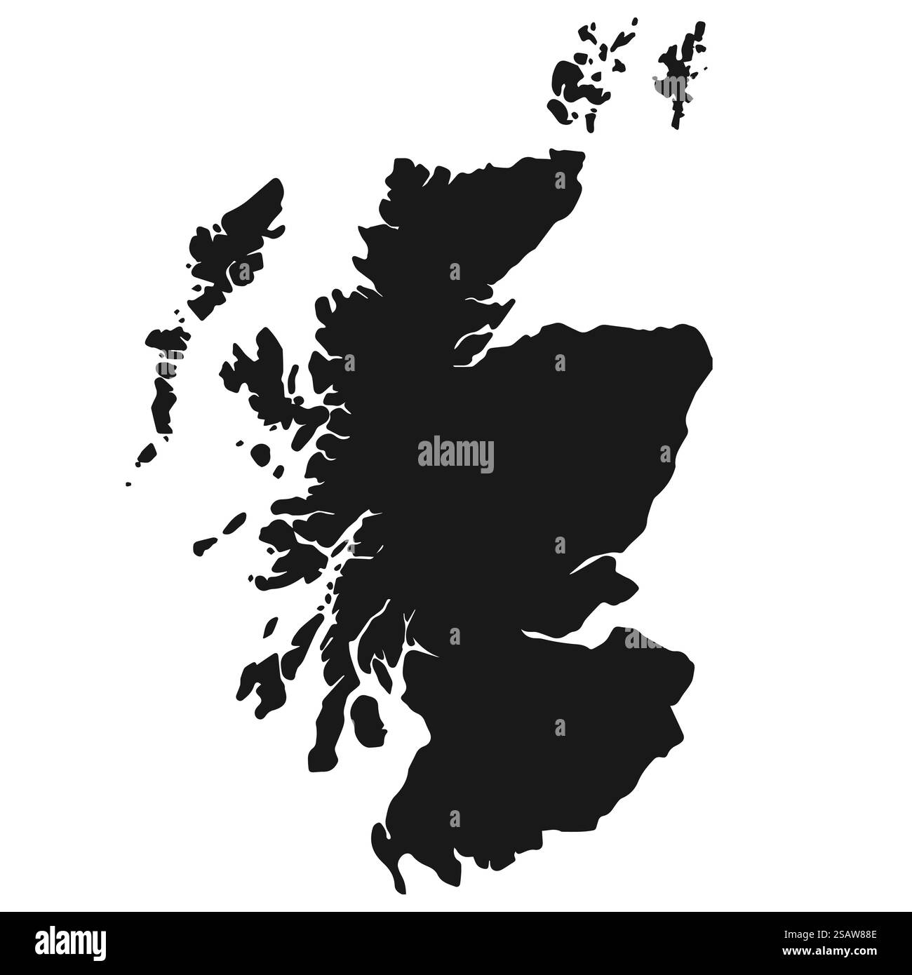 Scotland map simple black white silhouette. Vector illustration ...