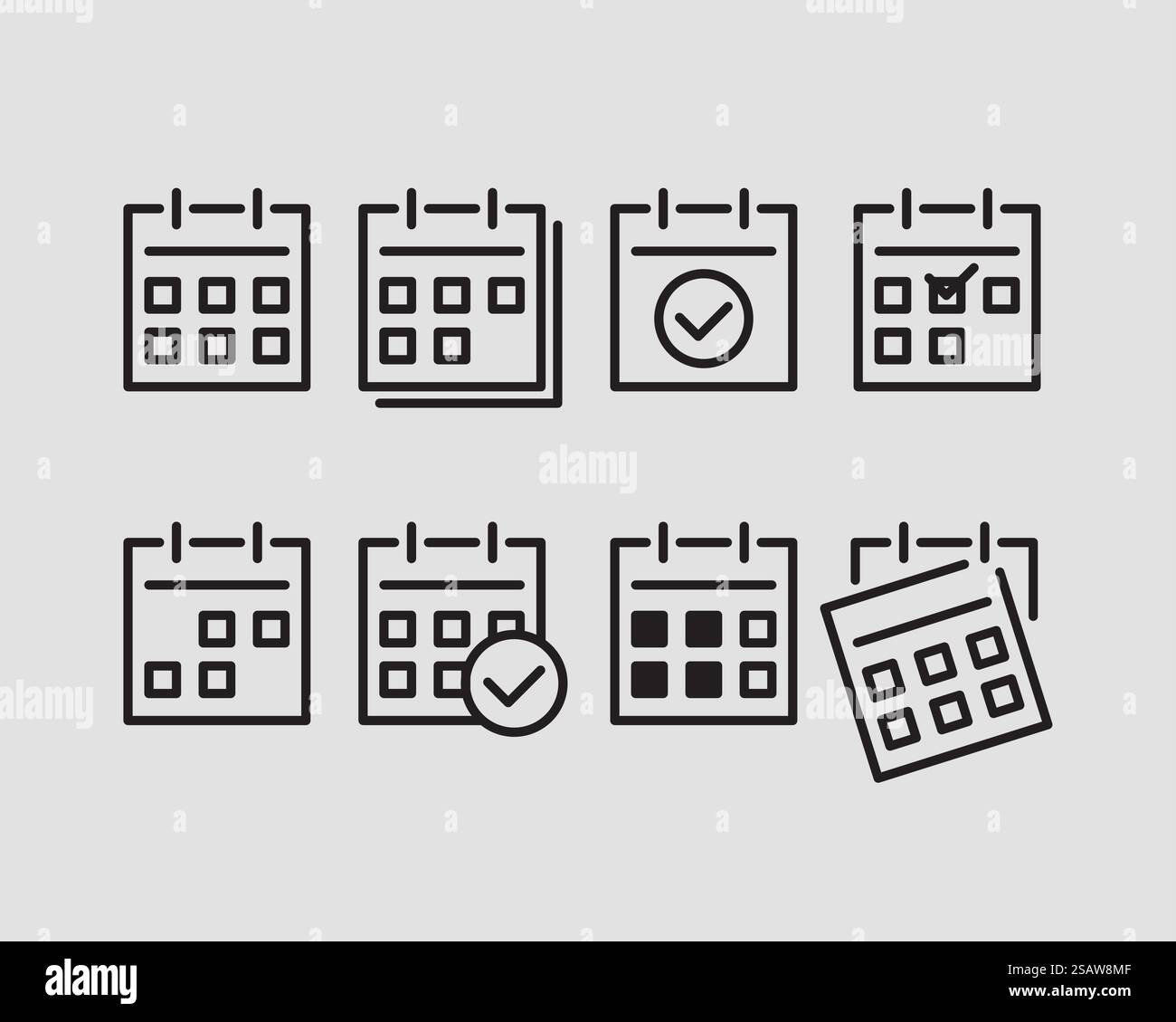 Set calendar icons vector flat line design Stock Vector Image & Art - Alamy