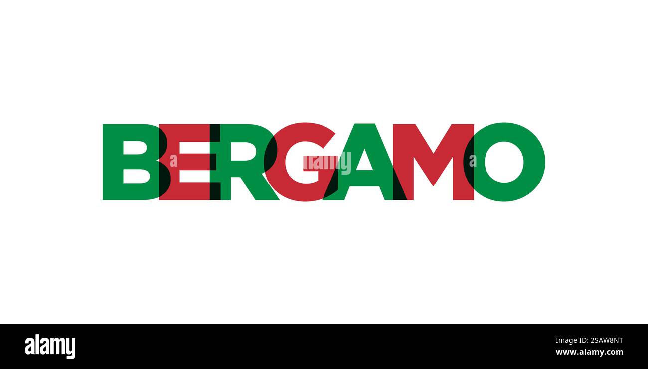 Bergamo in the Italia emblem for print and web. Design features geometric style, vector ...