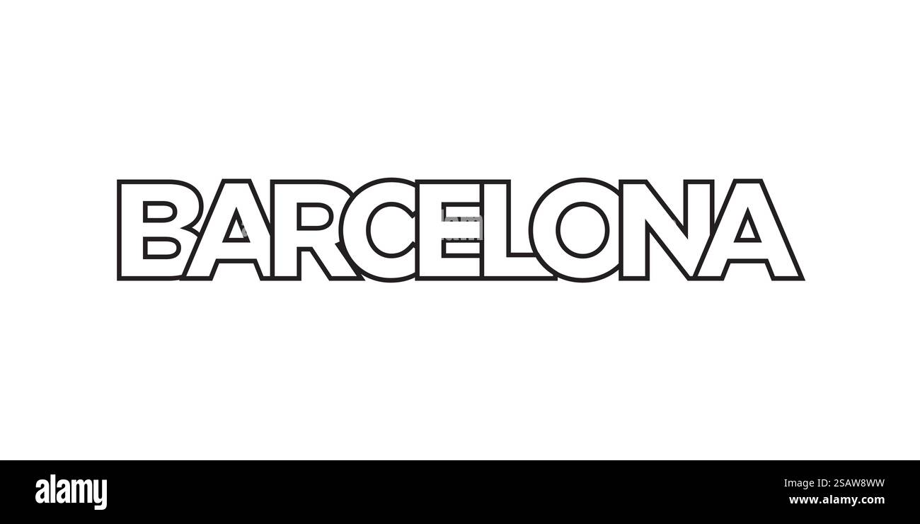 Barcelona in the Spain emblem for print and web. Design features ...