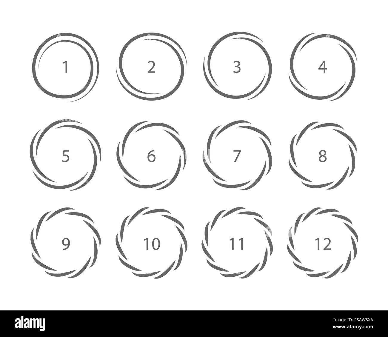 Spiral Ring Frame Twist Circles Swirl Design Element Set For Logo