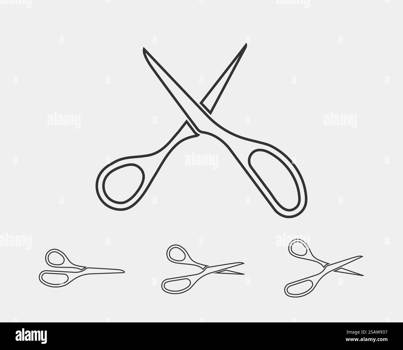 Set scissor icon. Scissors vector design element or logo template. Black and white silhouette ...