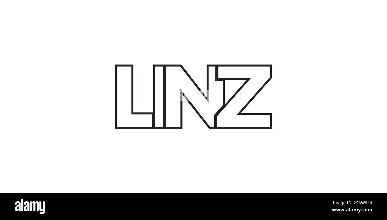 Linz in the Austria emblem for print and web. Design features geometric style, vector ...