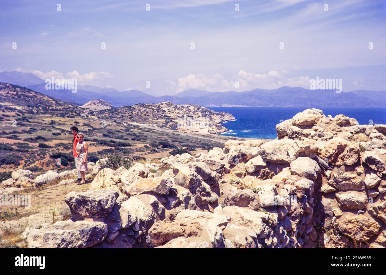 People at ruins of Minoan palace archaeological site of Gournia, Crete ...