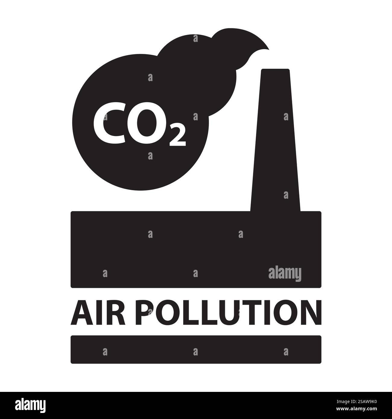 CO2 air pollution plant ecology concept isolated black silhouette ...