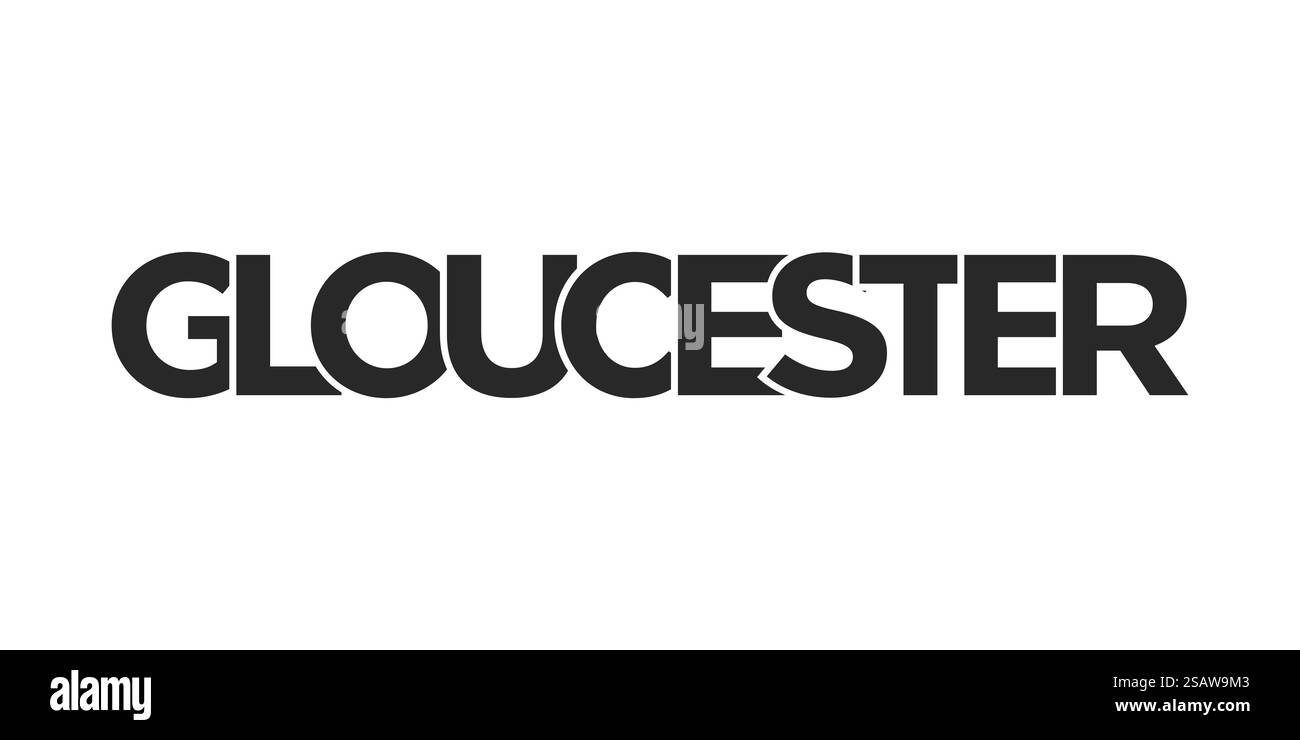 Gloucester city in the United Kingdom design features a geometric style vector illustration with ...
