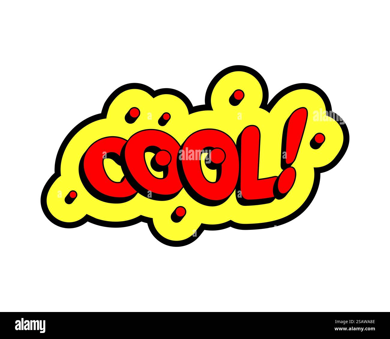 Comic style vector cool sticker. Bubble label, speech sticker with word ...