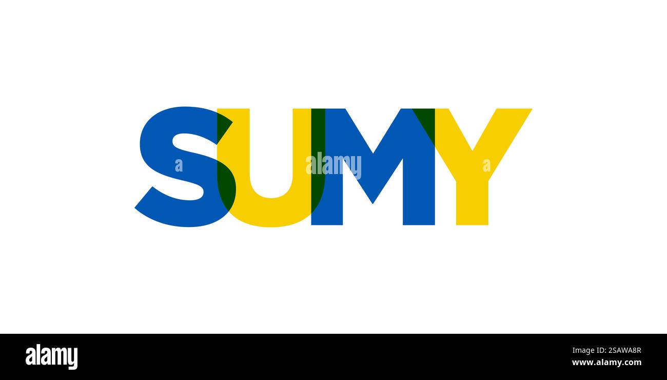 Sumy in the Ukraine emblem for print and web. Design features geometric ...