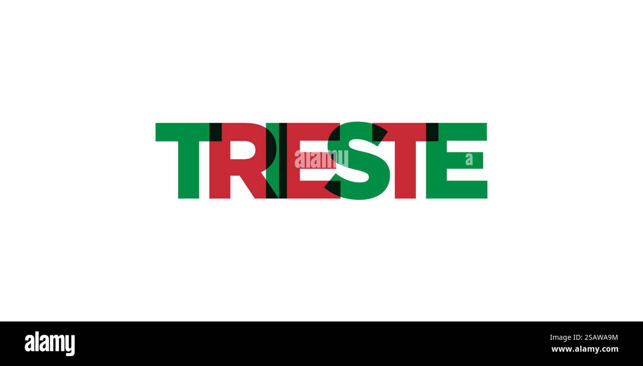 Trieste in the Italia emblem for print and web. Design features geometric style, vector ...