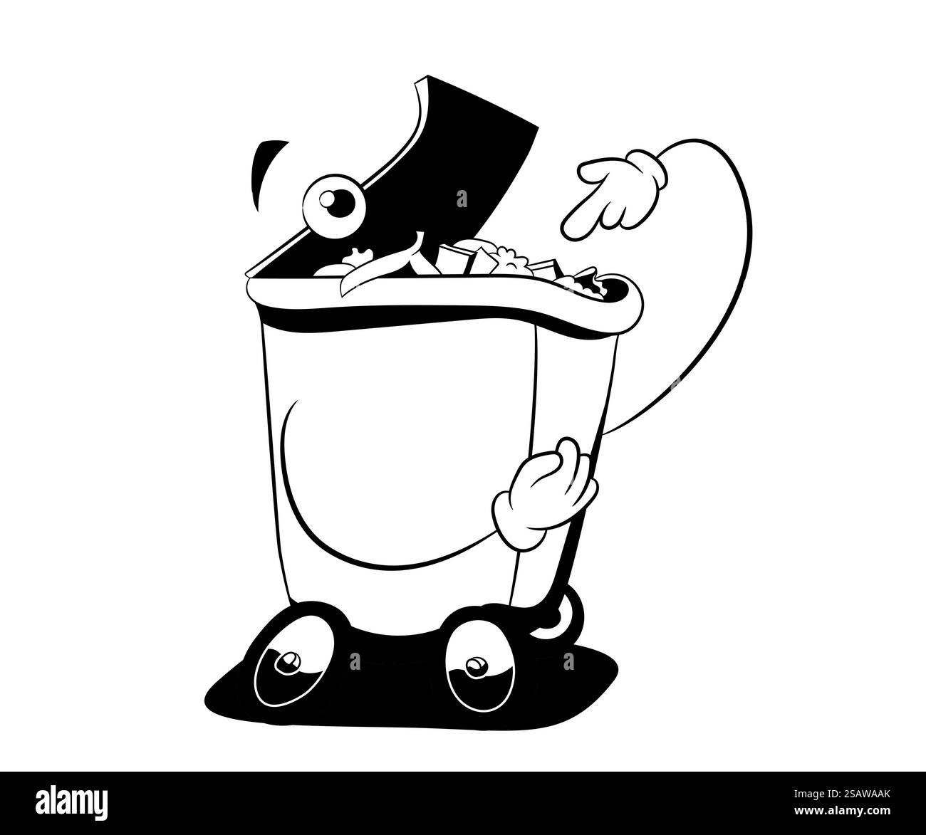 Silhouette trash can fun ecology concept throw garbage. Vector ...