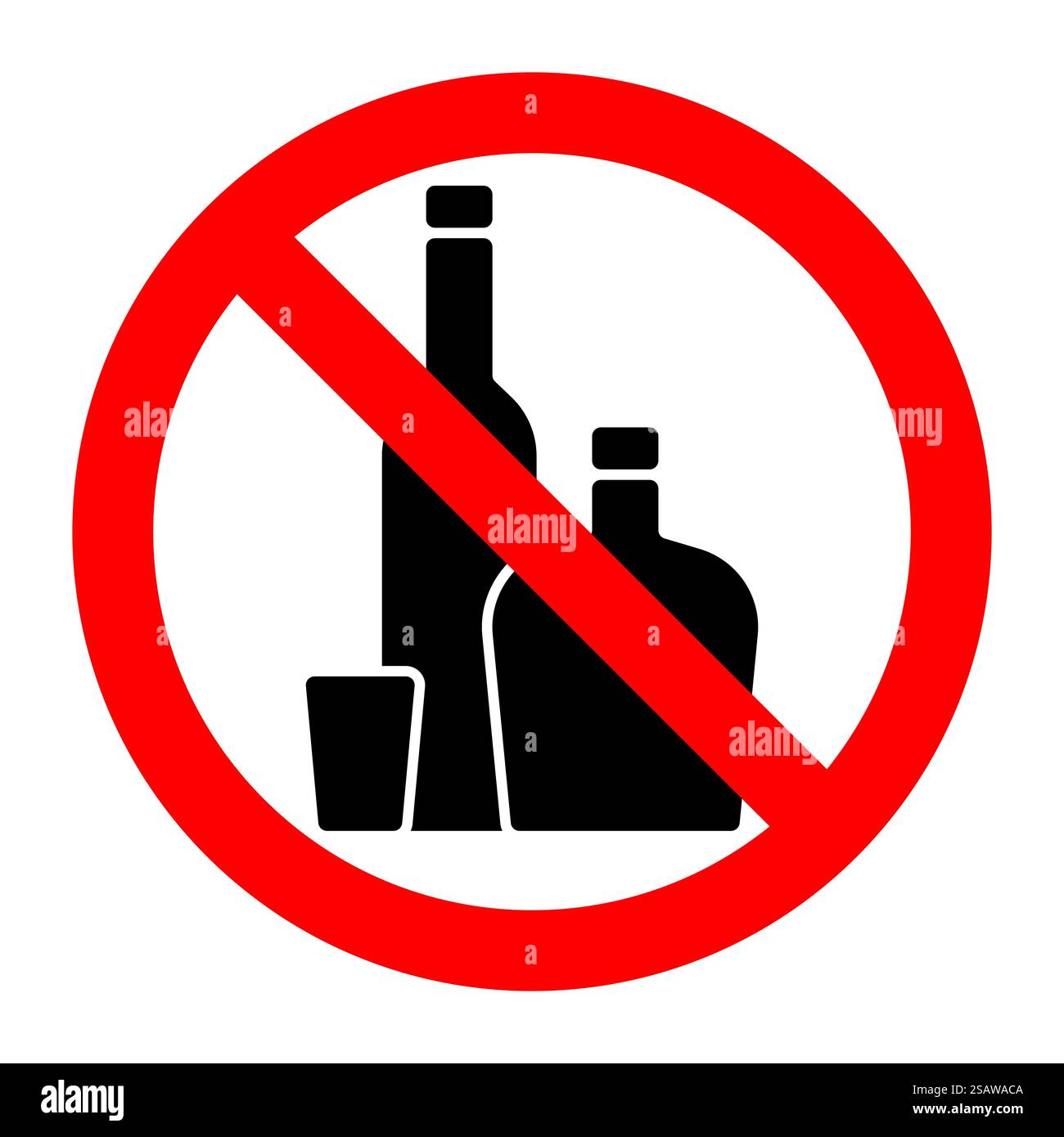 Alcohol strong drinks stop forbidden prohibition sign. Vector ...