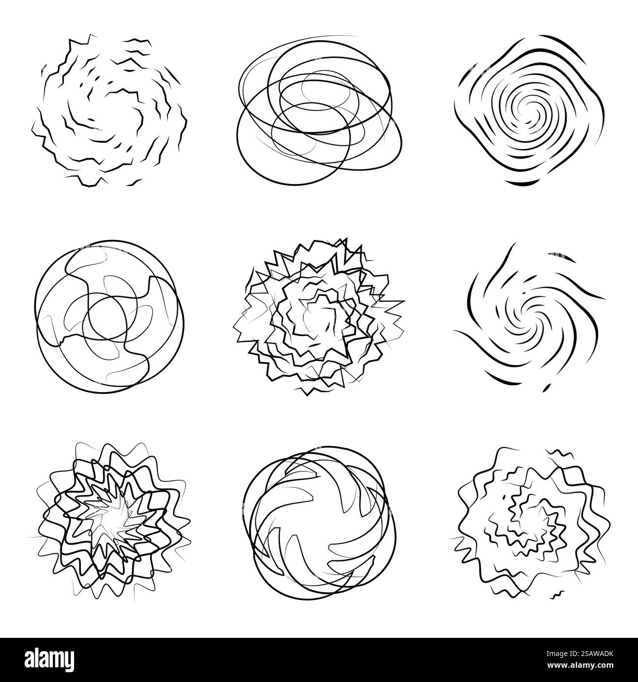 Abstract boom and swirl effect set logo design element silhouette ...