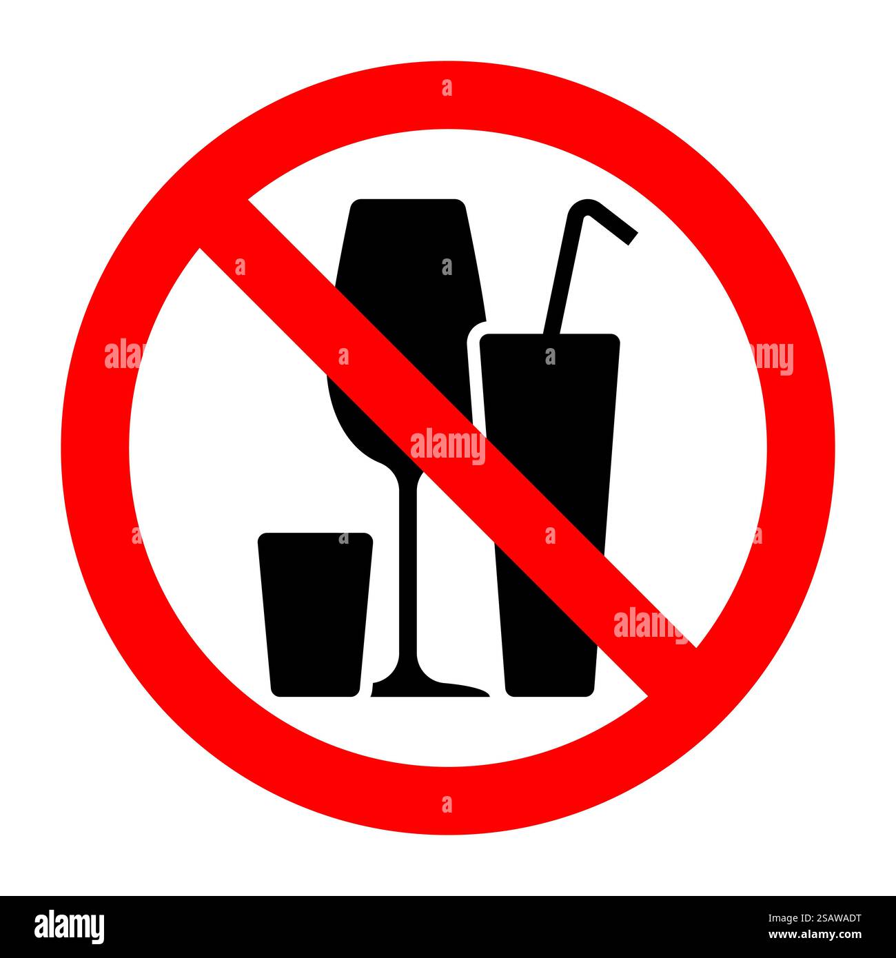 Alcohol cocktails stop forbidden prohibition sign. Vector illustration ...