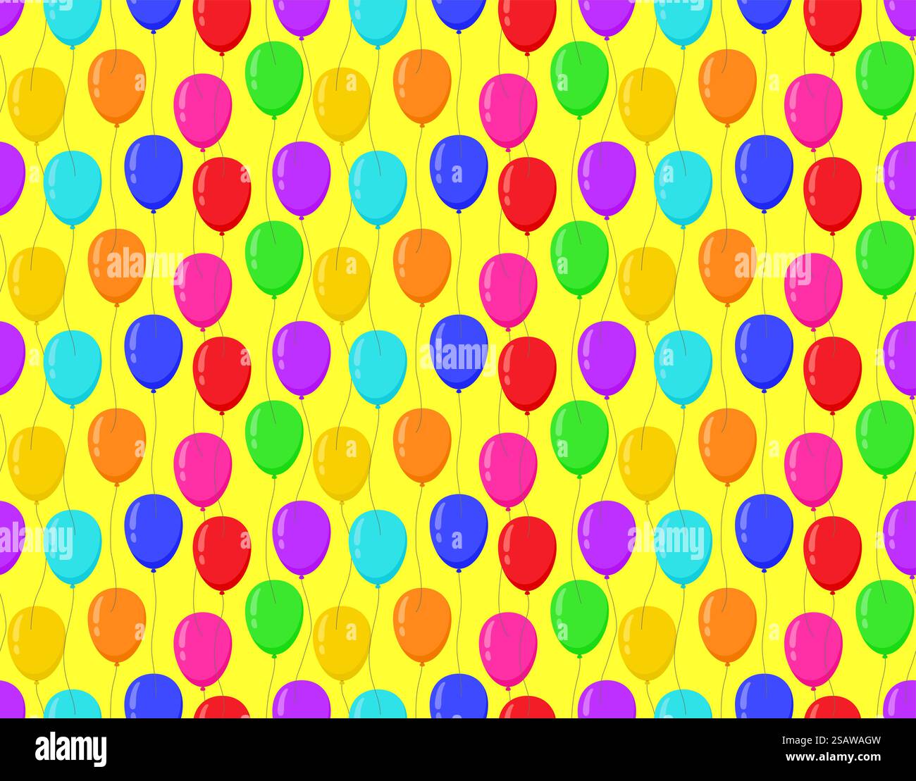 Color balloons yellow background bright seamless pattern. Vector ...