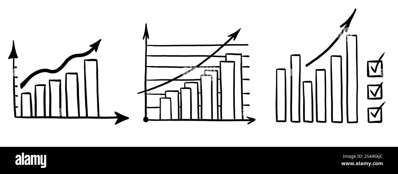 Handmade drawing of a rising graph. Simple business and success concept ...