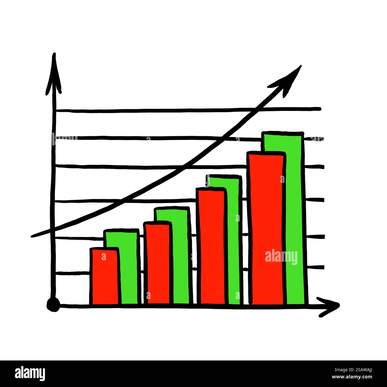 Handmade drawing of a rising graph. Simple business and success concept ...