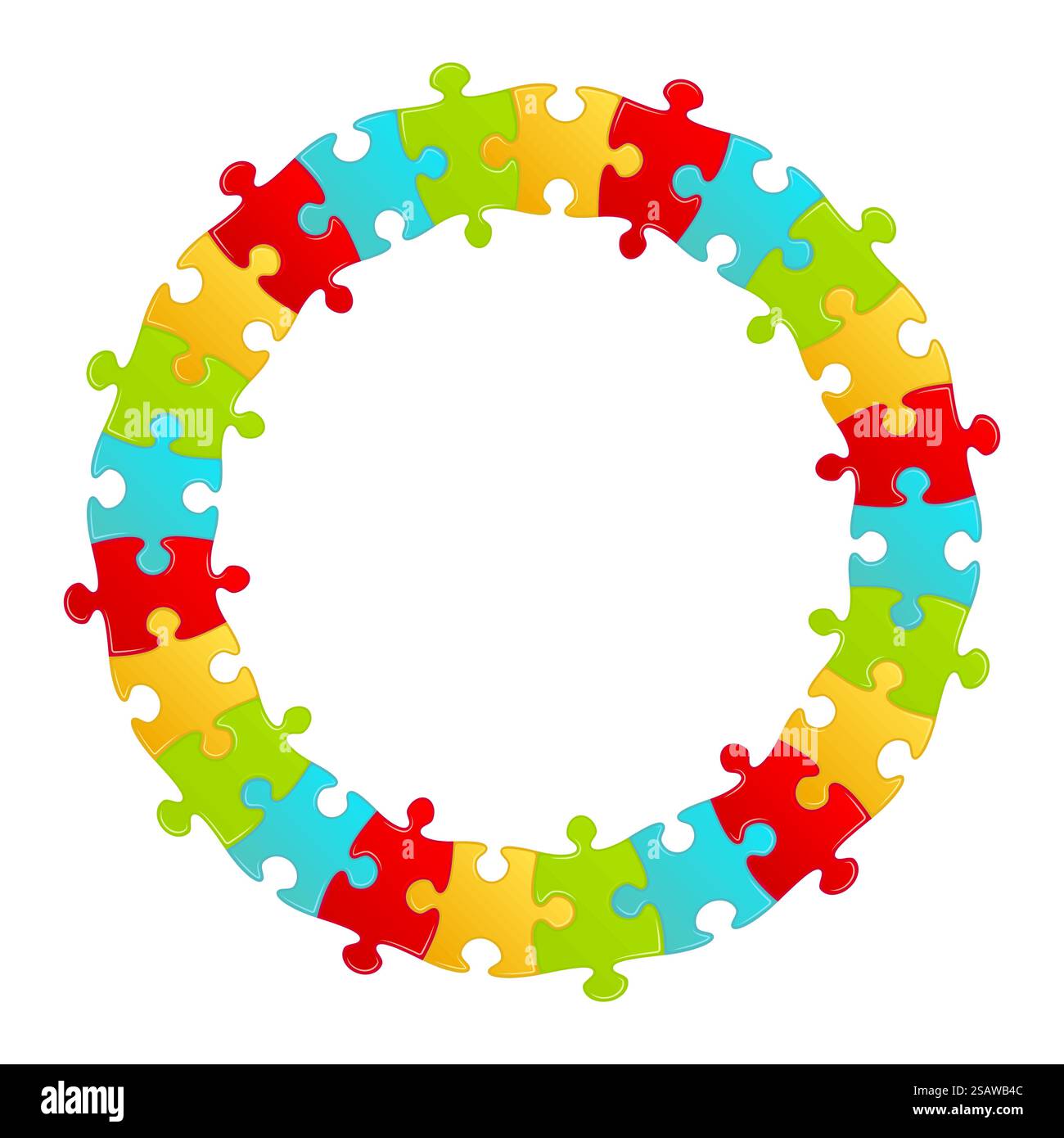 Fun kids puzzle frame round form. Vector illustration.. Fun kids puzzle ...