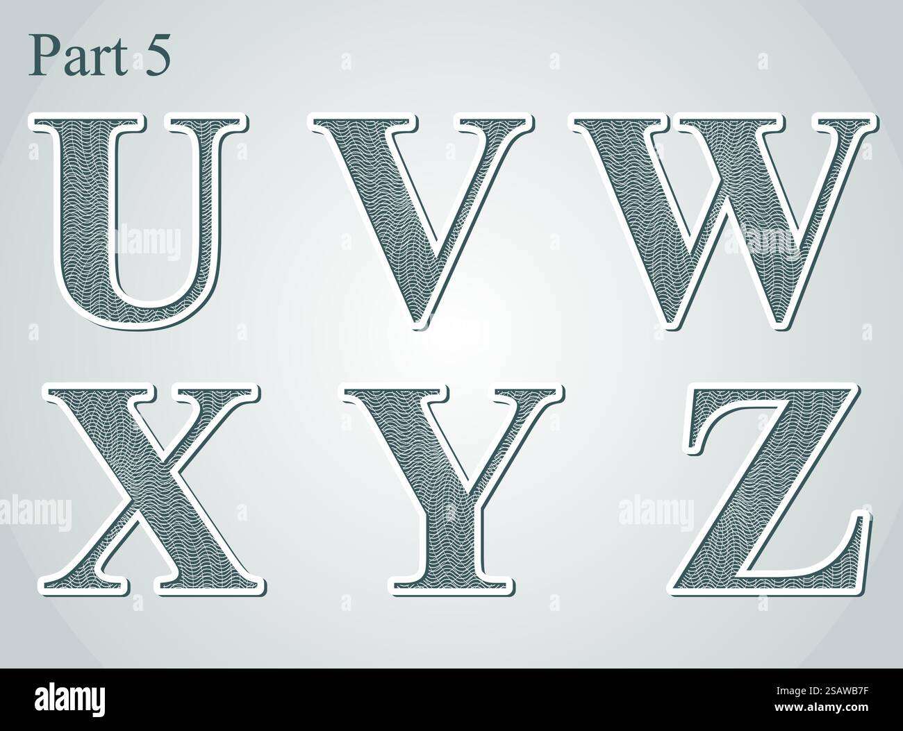 guilloche letters U V W X Y Z vector illustration. guilloche letters U ...