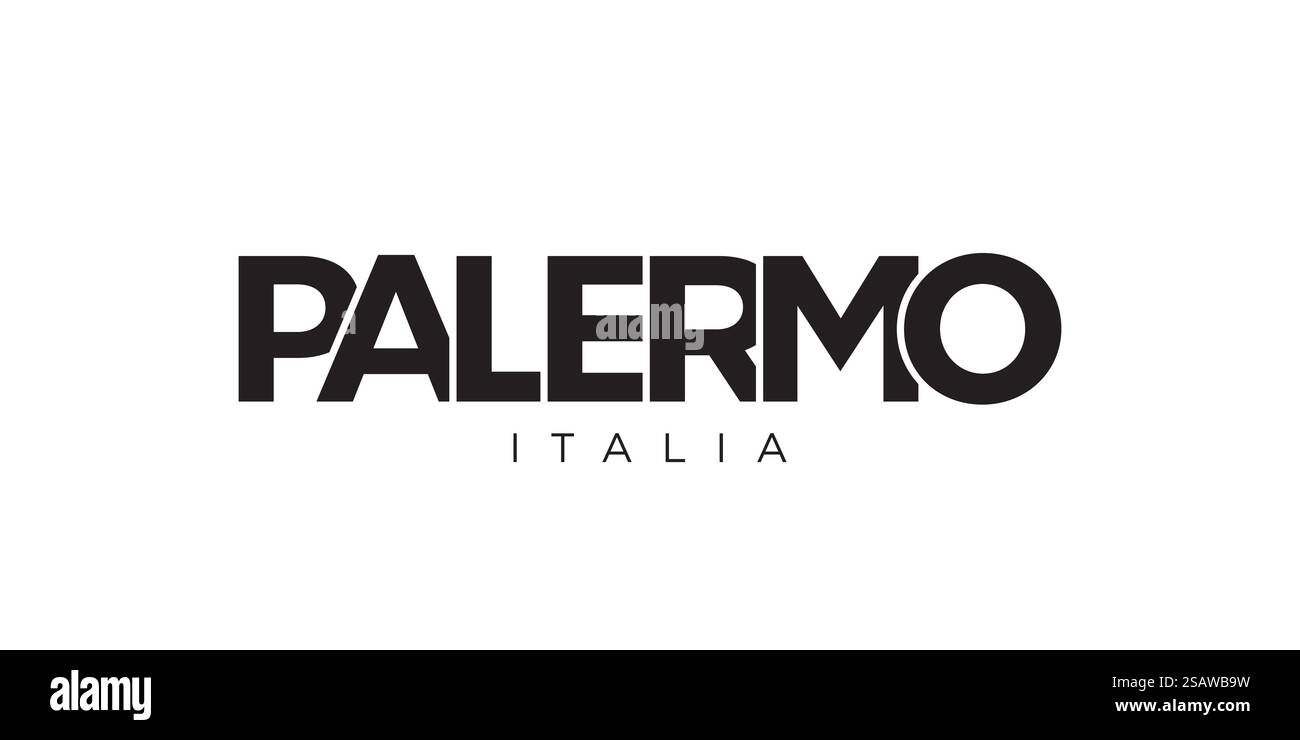 Palermo in the Italia emblem for print and web. Design features geometric style, vector ...