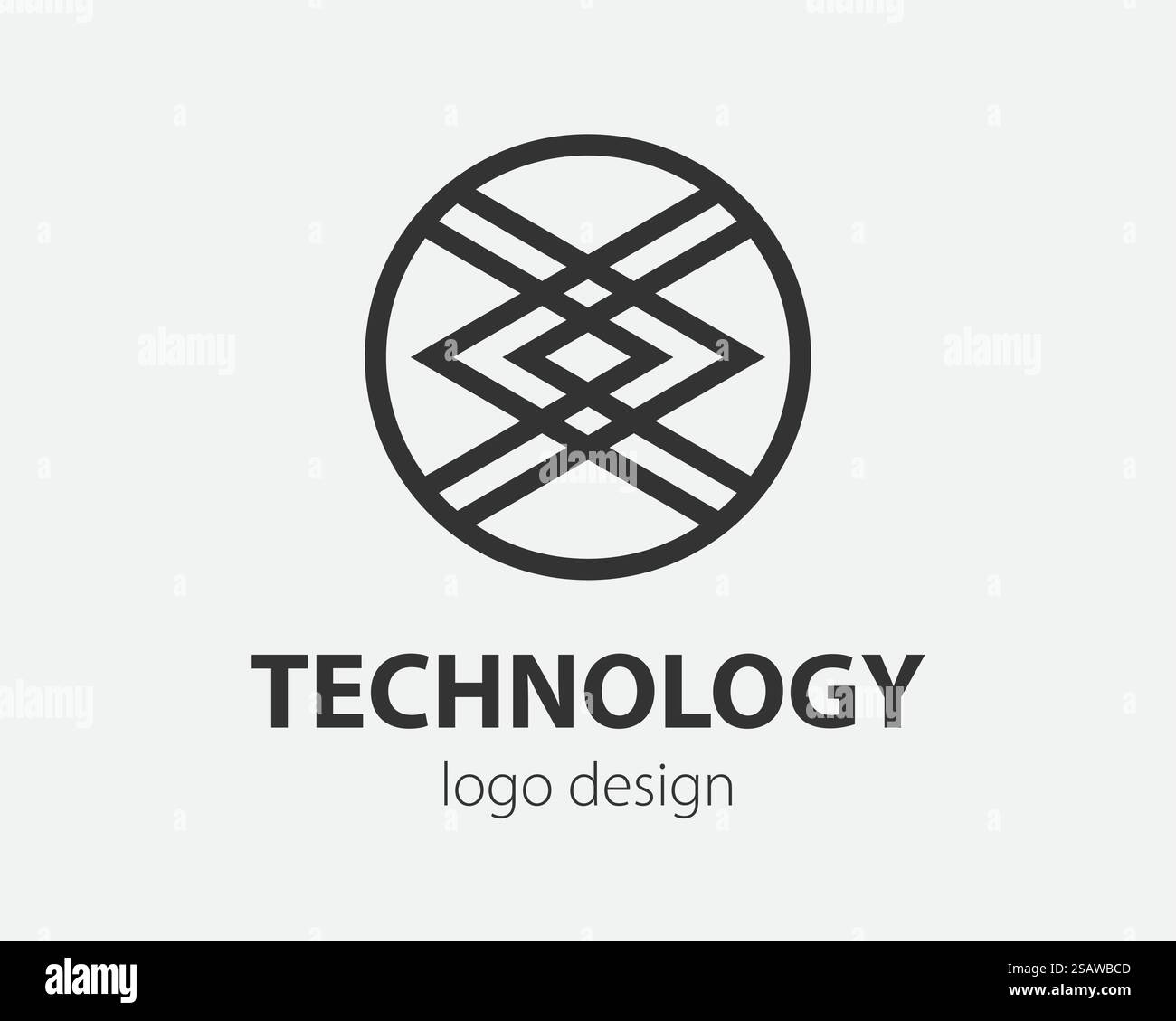 Geometric vector logo in a circle. High tech style logotype for nano ...