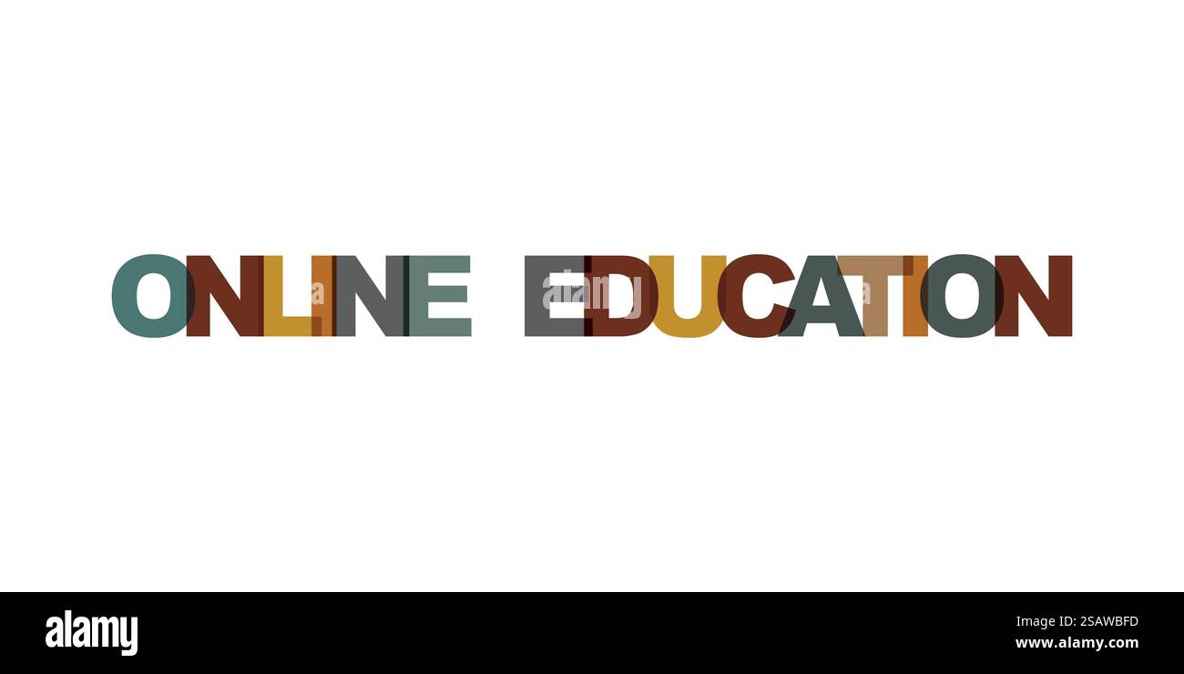 Online education business card text. Modern lettering poster. Color ...