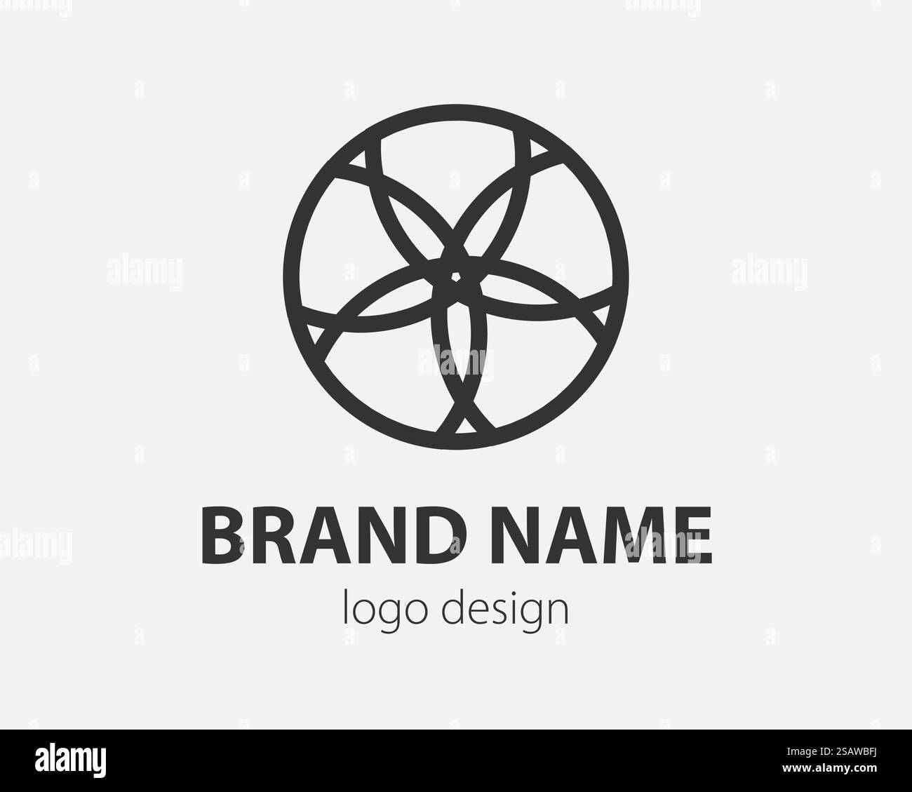 Geometric vector logo in a circle. High tech style logotype for nano ...
