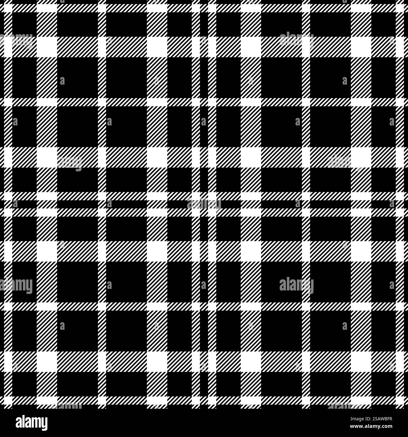Plaid seamless pattern in black and white. Check fabric texture. Vector ...