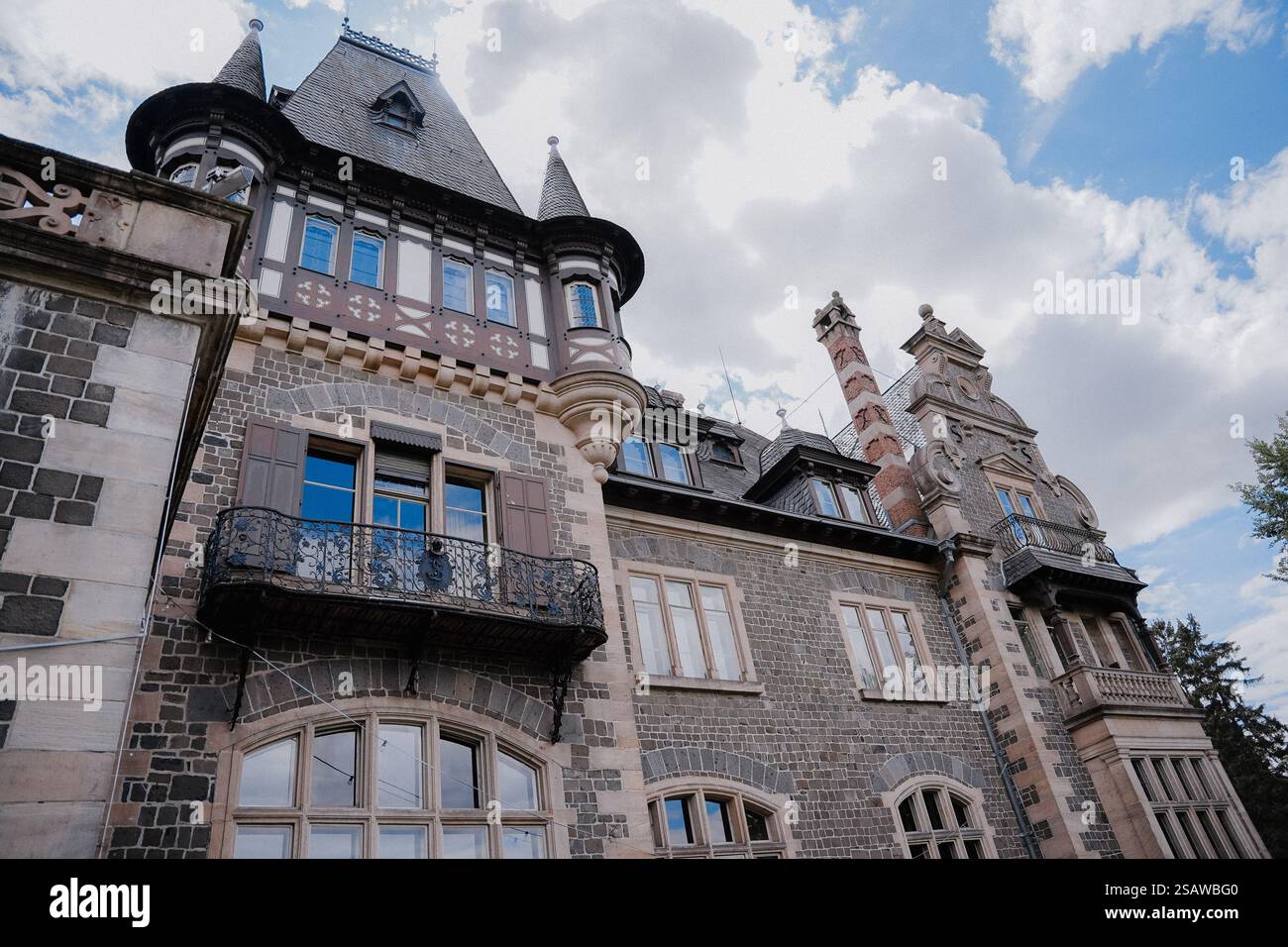Medieval Brownstone Castle in Europe with Two Turrets. High quality ...
