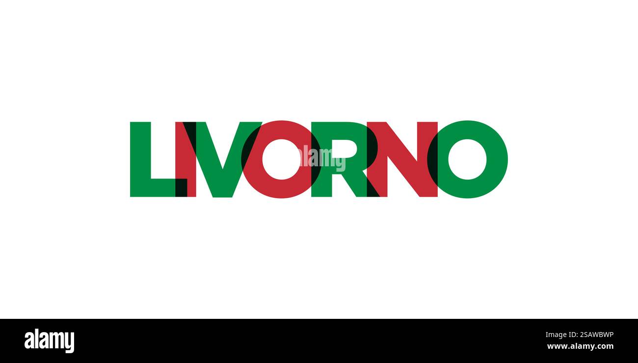 Livorno in the Italia emblem for print and web. Design features geometric style, vector ...