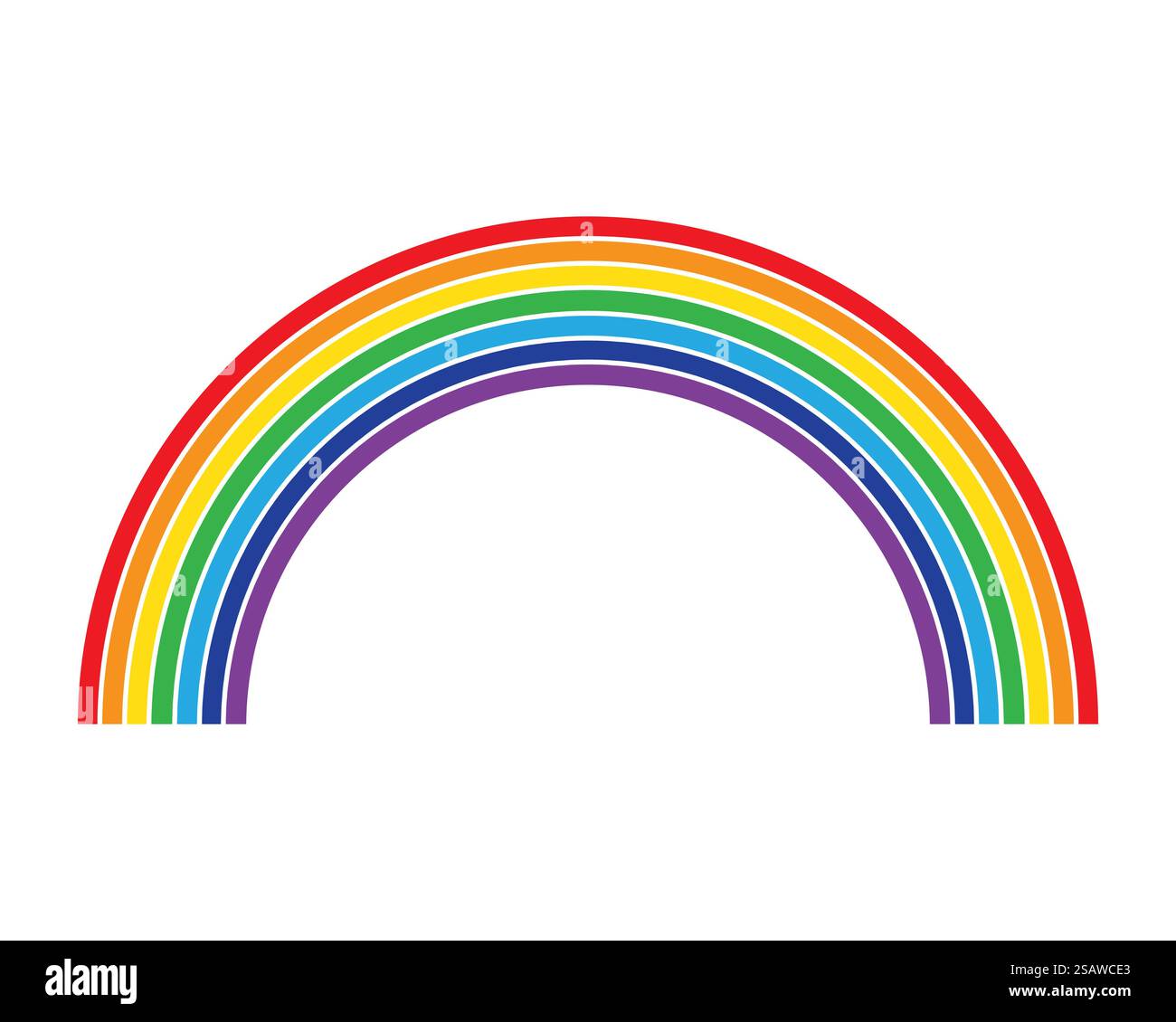 Rainbow flat color lines isolated on white background design element. Vector illustration ...