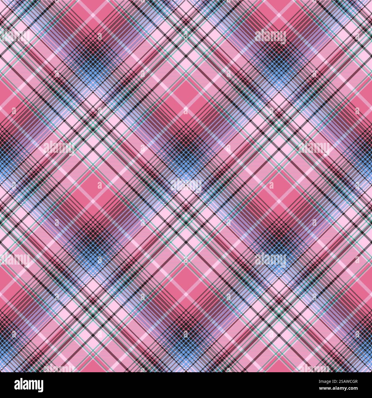 Blue pink abctract check plaid seamless pattern. Vector illustration ...