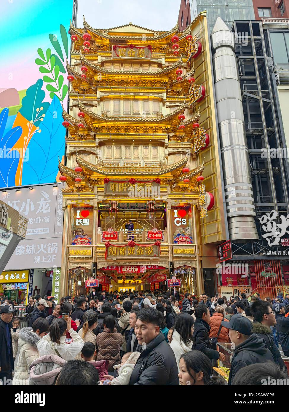 CHANGSHA, CHINA - JANUARY 30, 2025 - Tourists visit the Golden Tower ...
