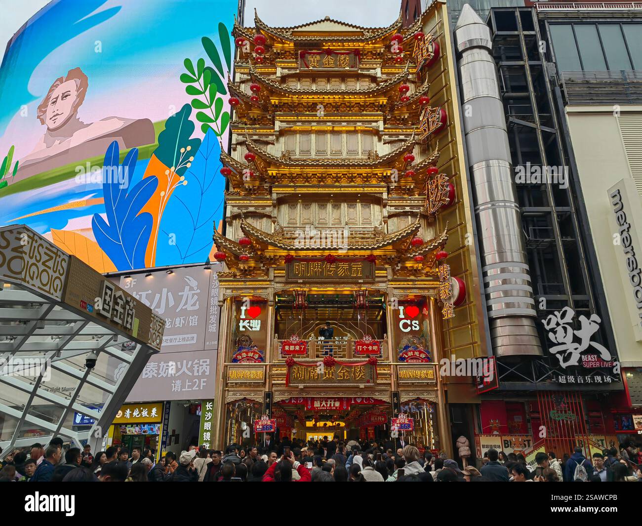 CHANGSHA, CHINA - JANUARY 30, 2025 - Tourists visit the Golden Tower ...