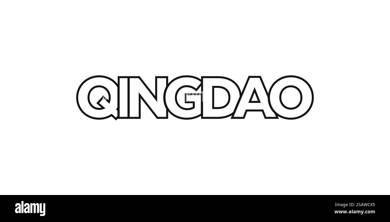 Qingdao in the China emblem for print and web. Design features ...