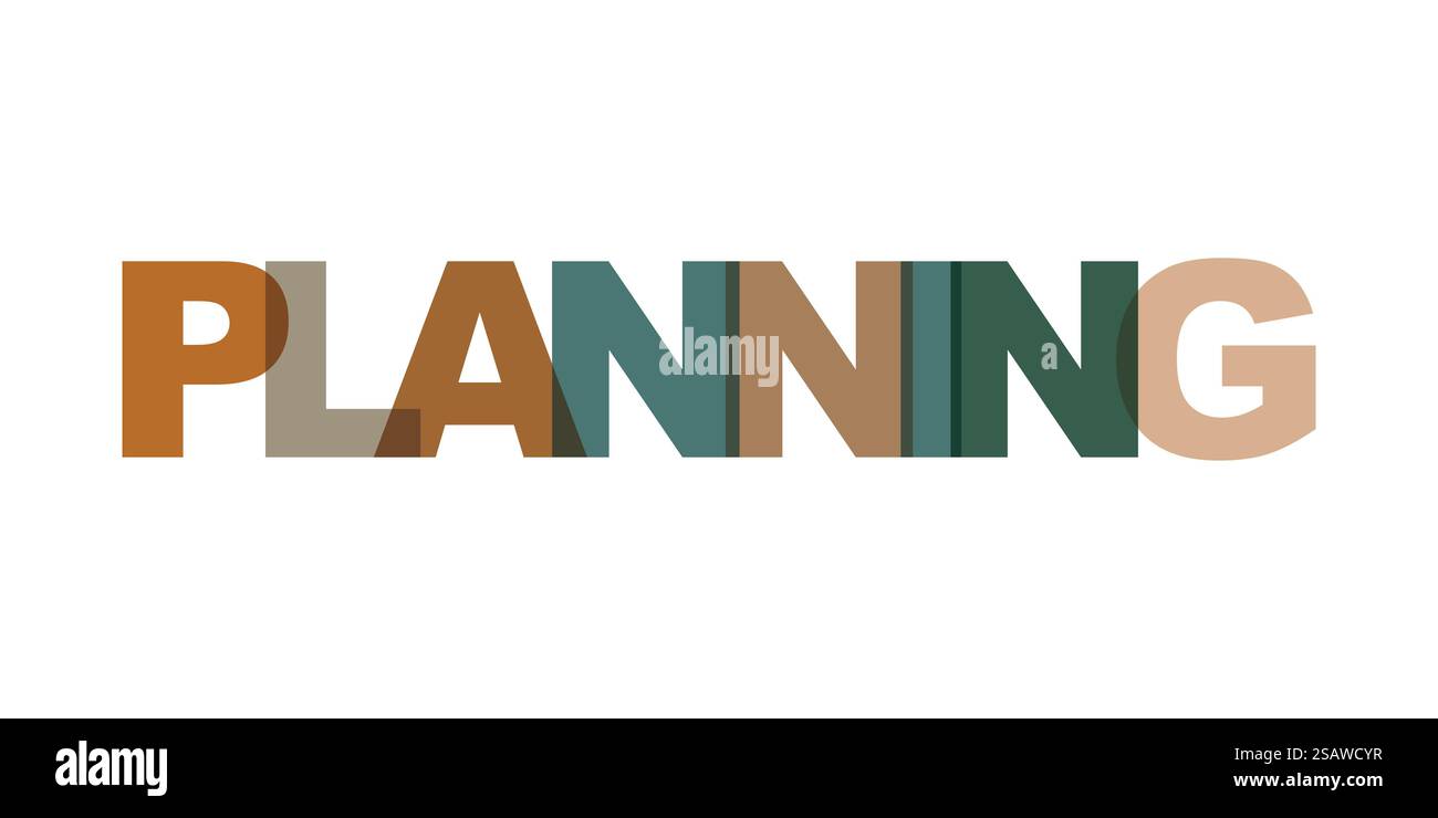 Planning business card text. Modern lettering poster. Color word art ...