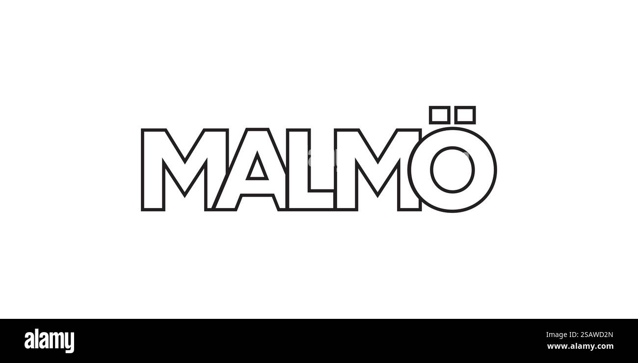 Malmo in the Sweden emblem for print and web. Design features geometric style, vector ...
