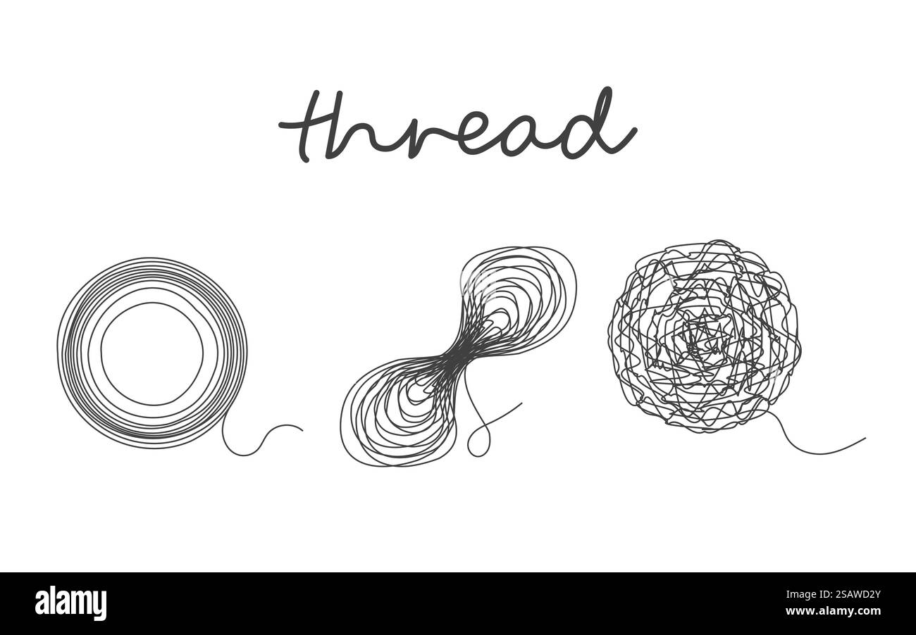 Thread ball and ravel logo set icon. Vector illustration.. Thread ball ...