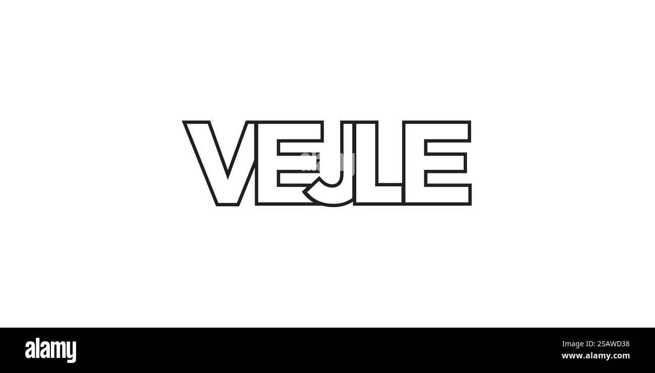 Vejle in the Denmark emblem for print and web. Design features geometric style, vector ...