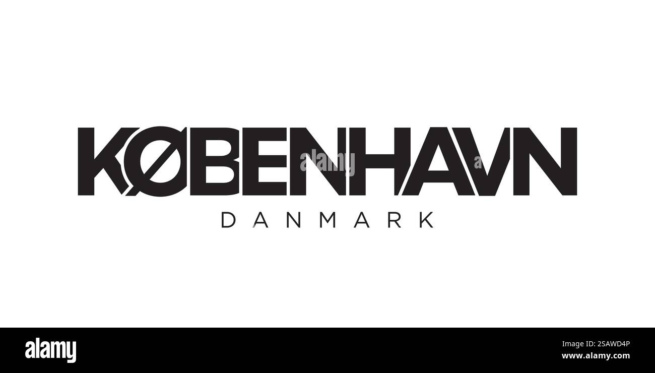 Kobenhavn in the Denmark emblem for print and web. Design features geometric style, vector ...