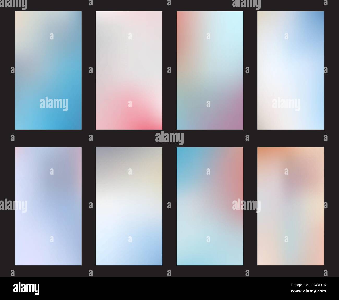 Set abstract light blur backgrounds smartphones screen mobile wallpaper. Vector illustration ...