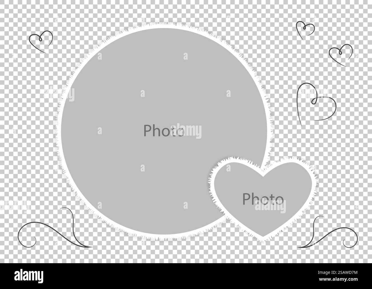 Round photo frames with heart for family album. Vector illustration ...