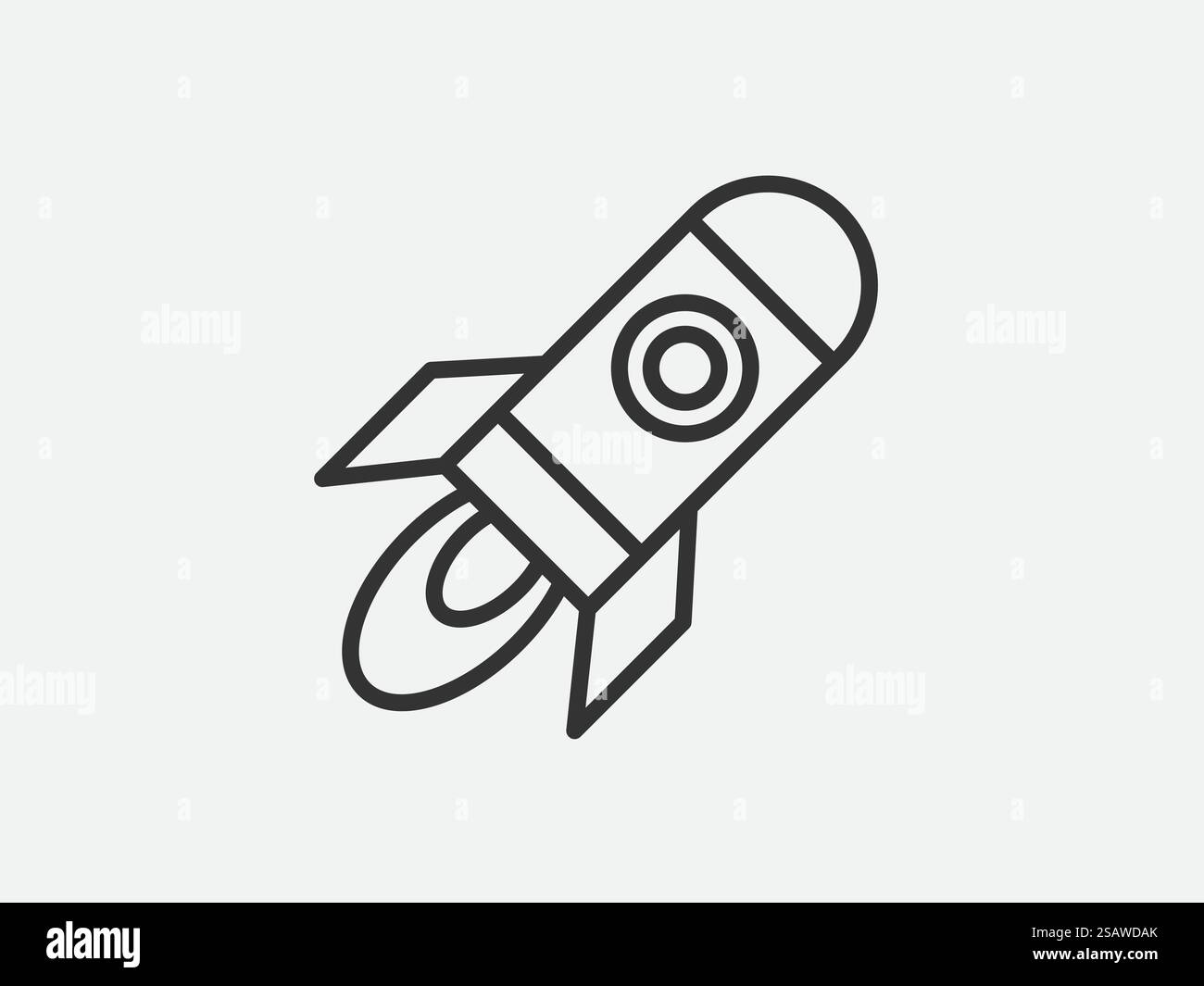 Rocket toy icon on white background. Line style vector.. Rocket toy ...