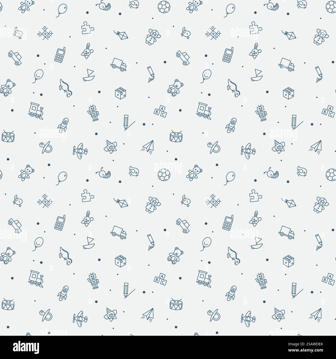 Seamless pattern of kids toys. Baby background, vector illustration for ...