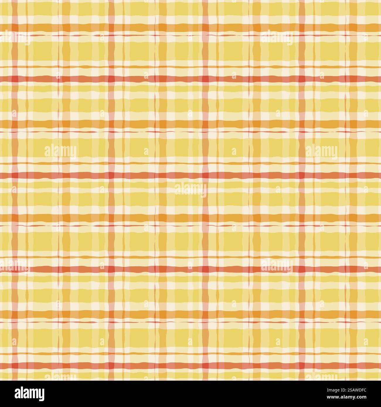 Yellow watercolor gingham plaid. Striped paint brush seamless pattern ...
