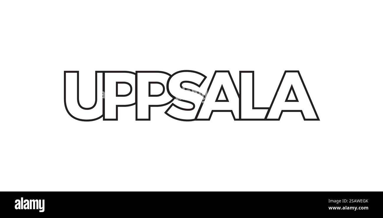Uppsala in the Sweden emblem. The design features a geometric style, vector illustration with ...
